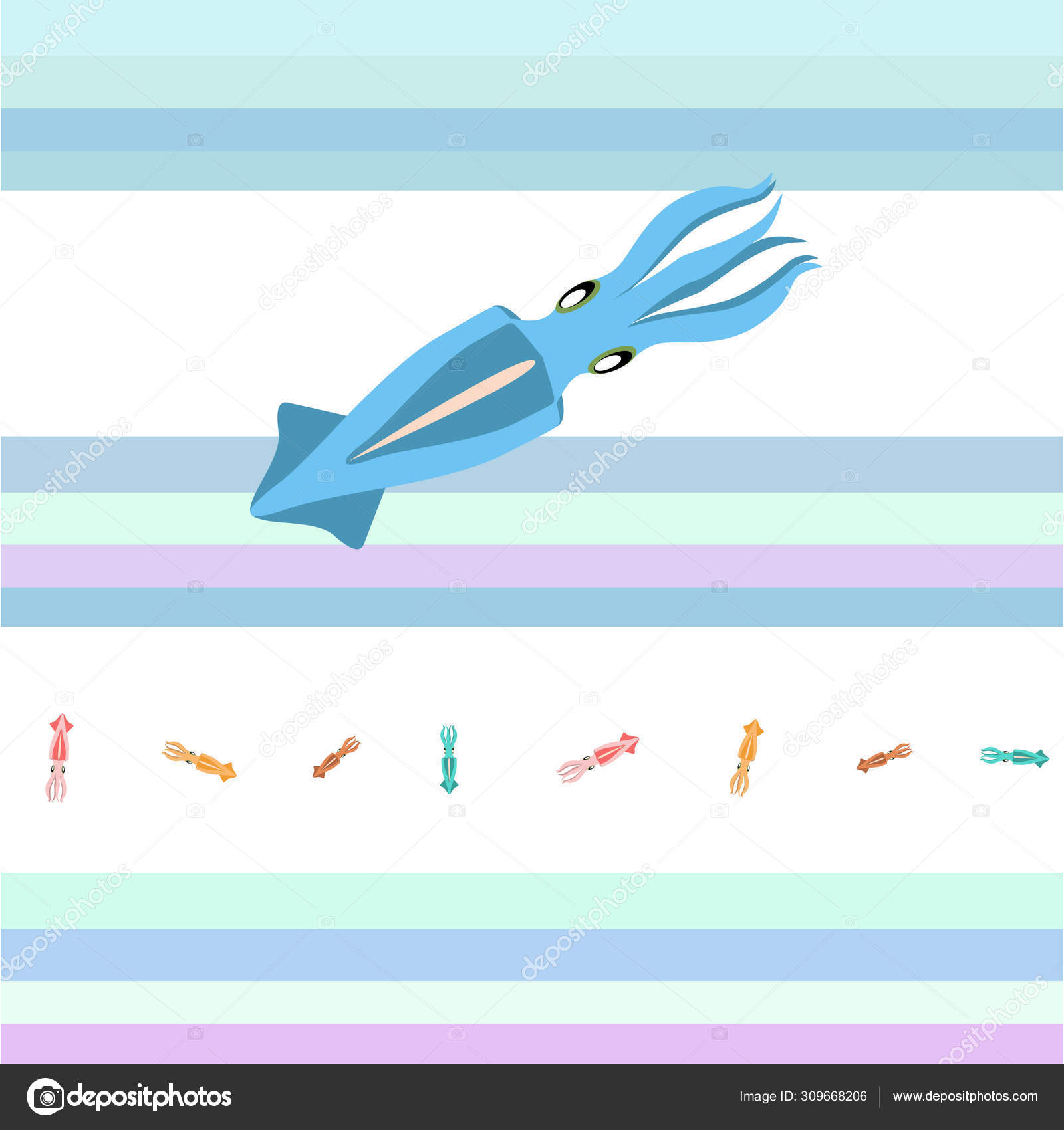 Squid fresh seafood. Vector backgroung. Food and restaurant design ...