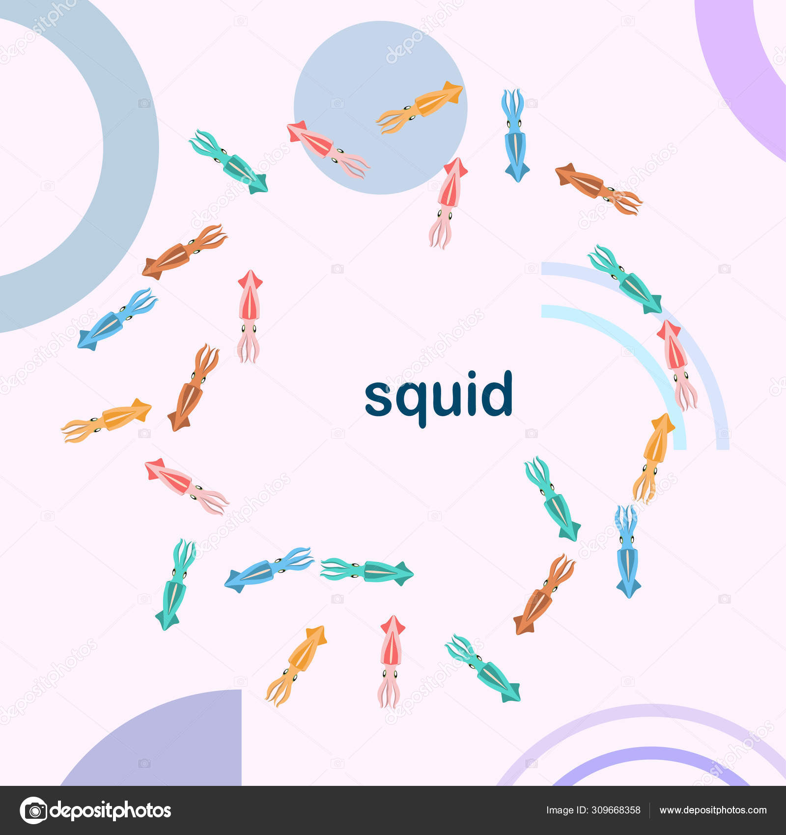 Squid fresh seafood. Vector backgroung. Food and restaurant design ...