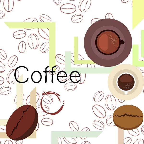 Coffee cup, coffee grains, breakfast concept. Drinks menu for ...