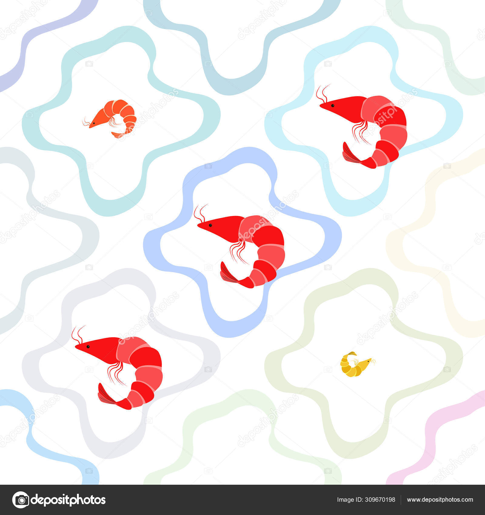 Shrimp fresh seafood. Vector backgroung. Food and restaurant design ...