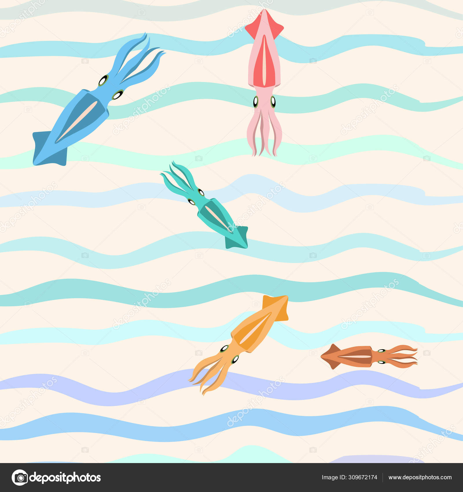 Squid fresh seafood. Vector backgroung. Food and restaurant design ...