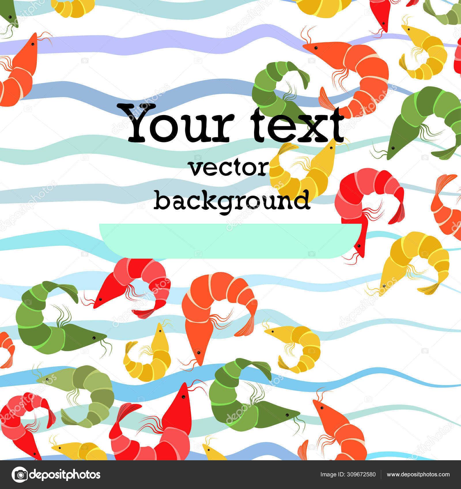 Shrimp fresh seafood. Vector backgroung. Food and restaurant design ...