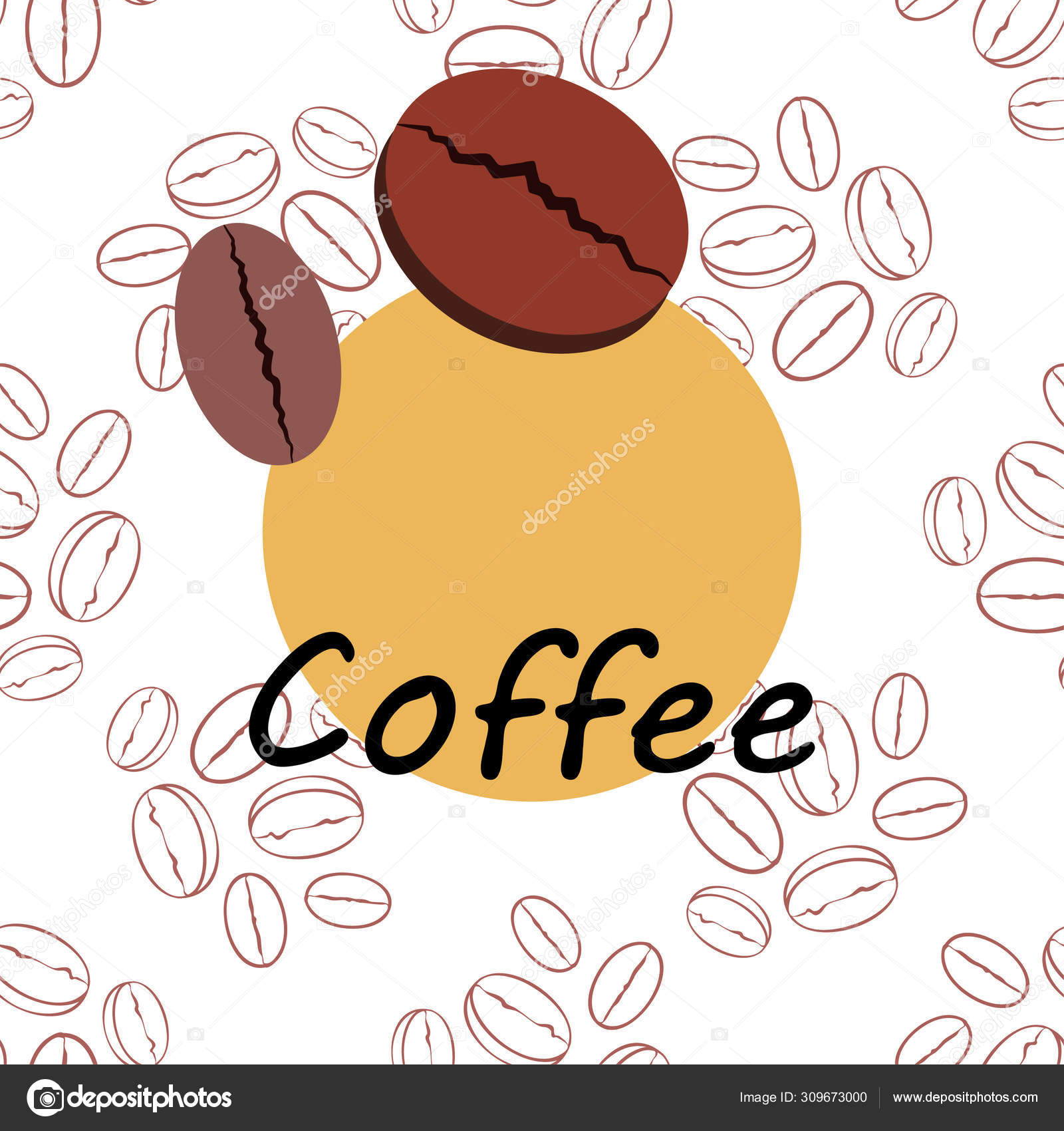 Granos de café. Menú de bebidas para restaurante, fondo vectorial ...