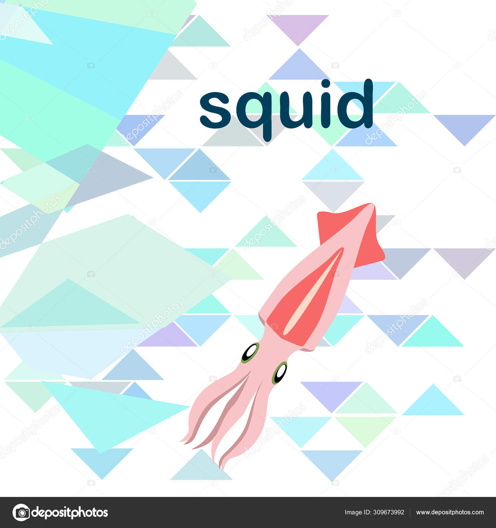 Squid fresh seafood. Vector backgroung. Food and restaurant design ...