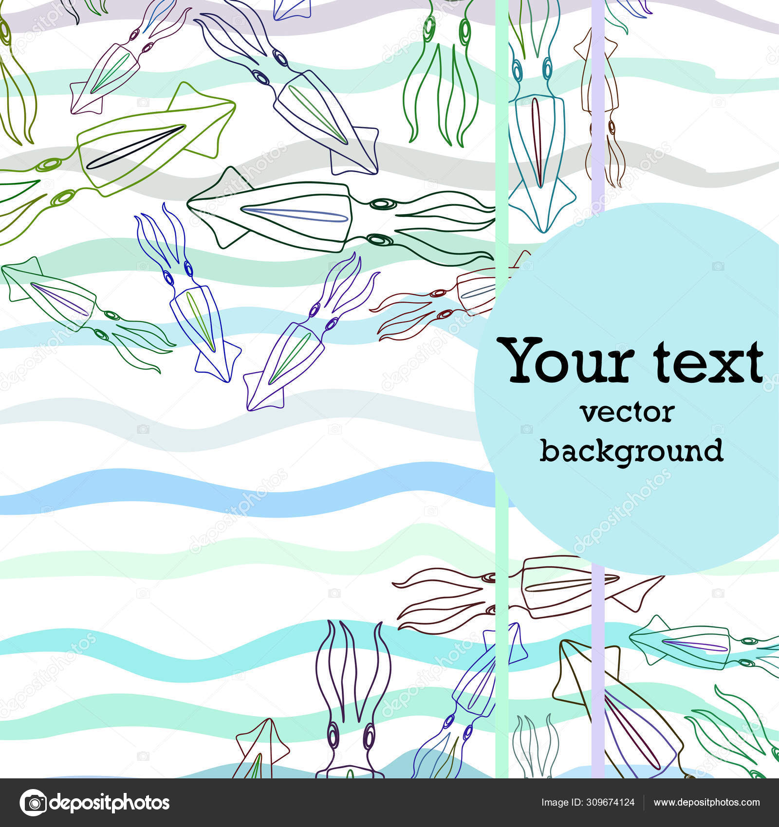 Squid fresh seafood. Vector backgroung. Food and restaurant design ...