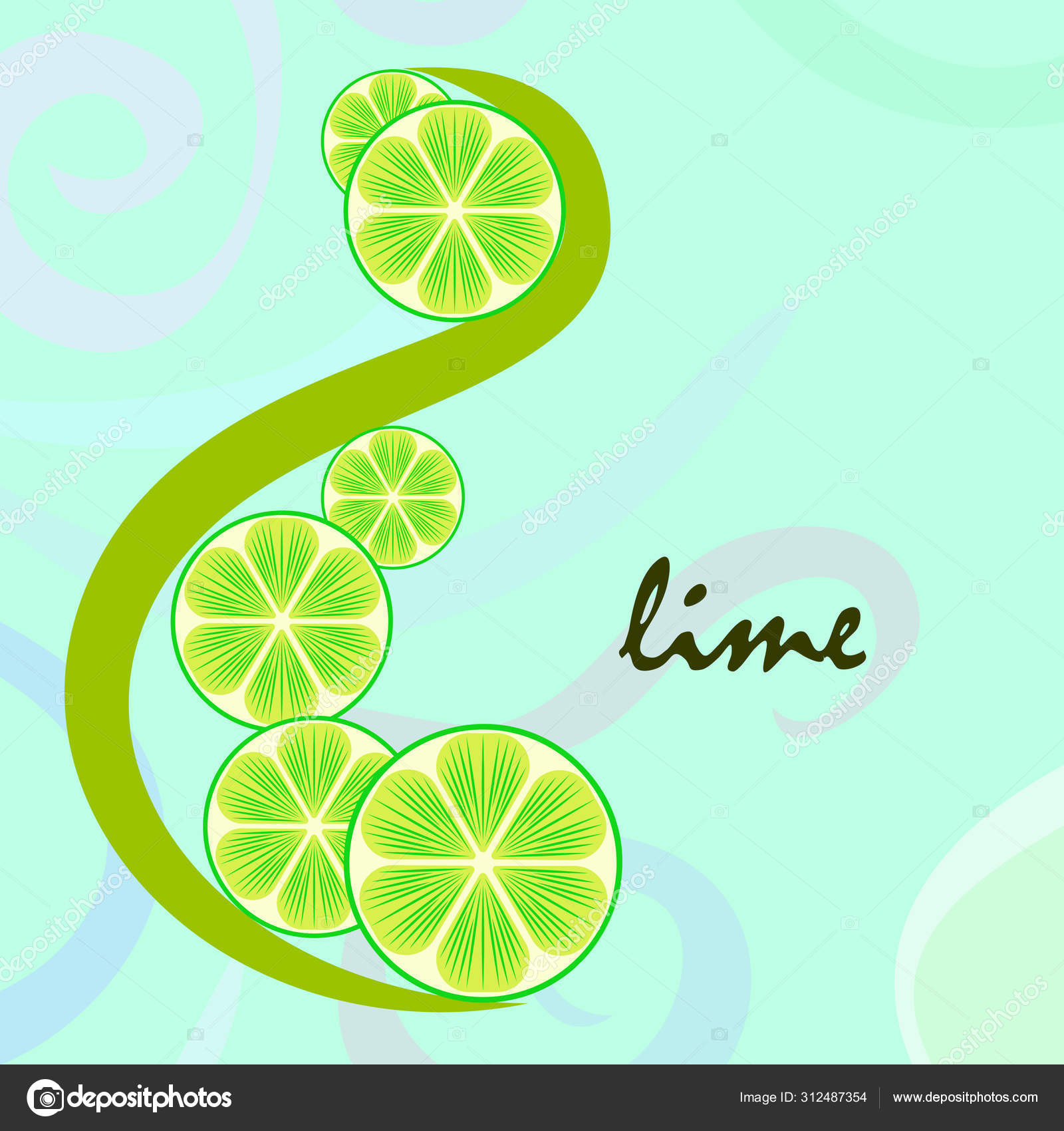 Green half and slice lime. Vector illustration, background. Stock ...