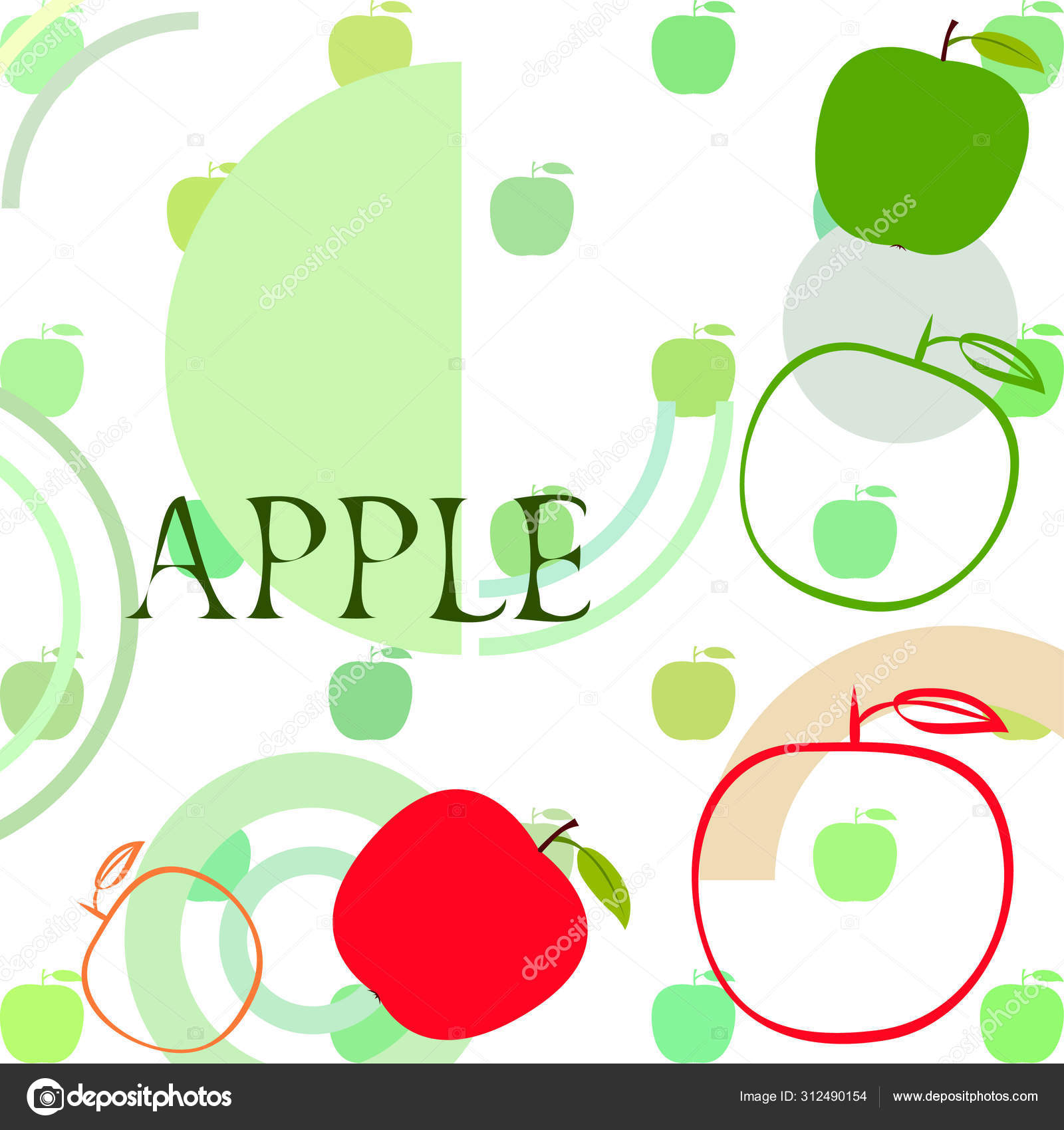 Apple frame vector illustration. Vector card design with apple and leaf ...