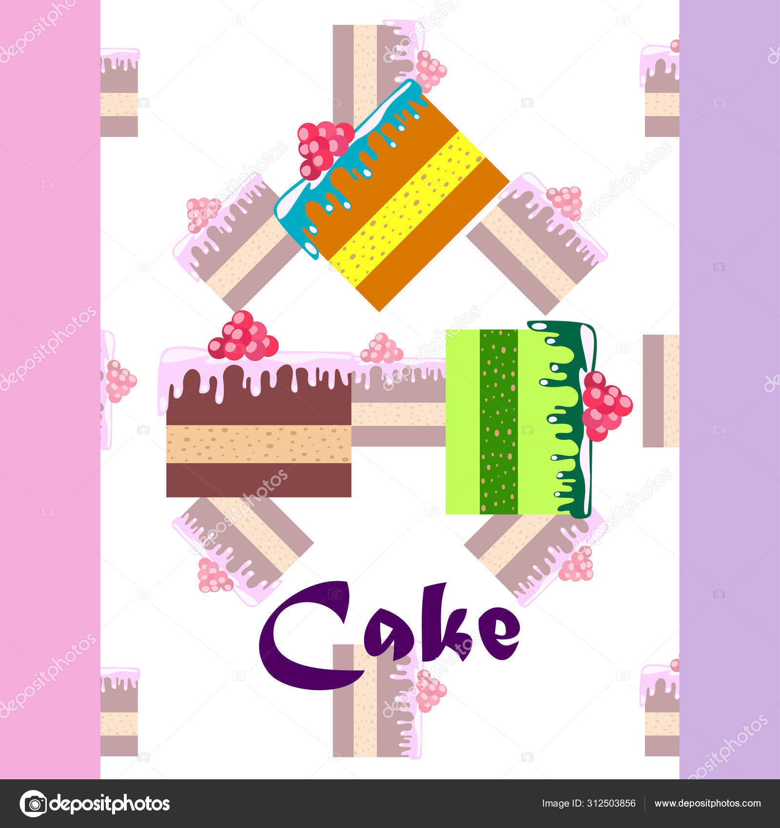 Colorful sweet cakes slices pieces vector illustration. Stock Vector by ...