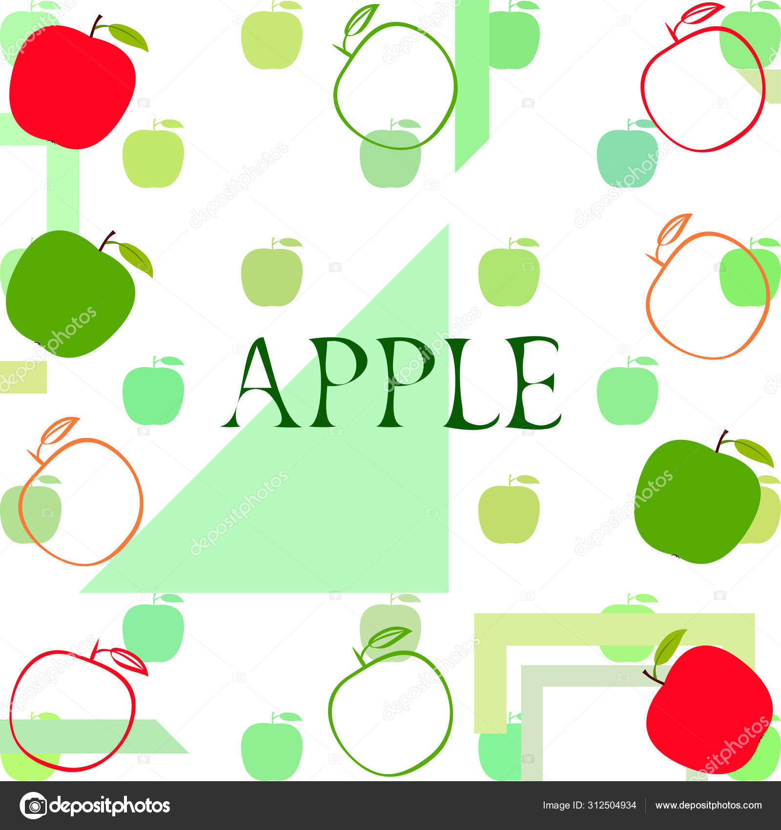 Apple frame vector illustration. Vector card design with apple and leaf ...