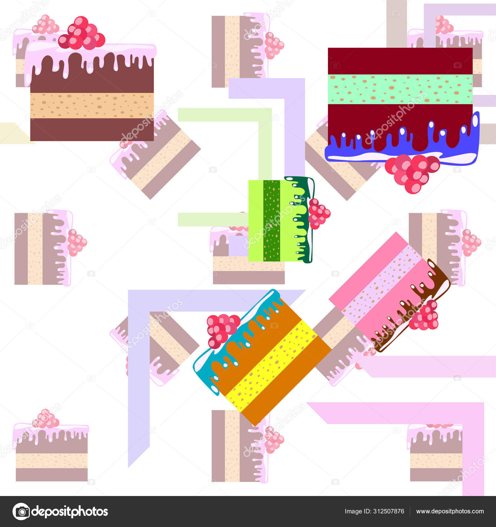 Colorful sweet cakes slices pieces vector illustration. Stock Vector by ...