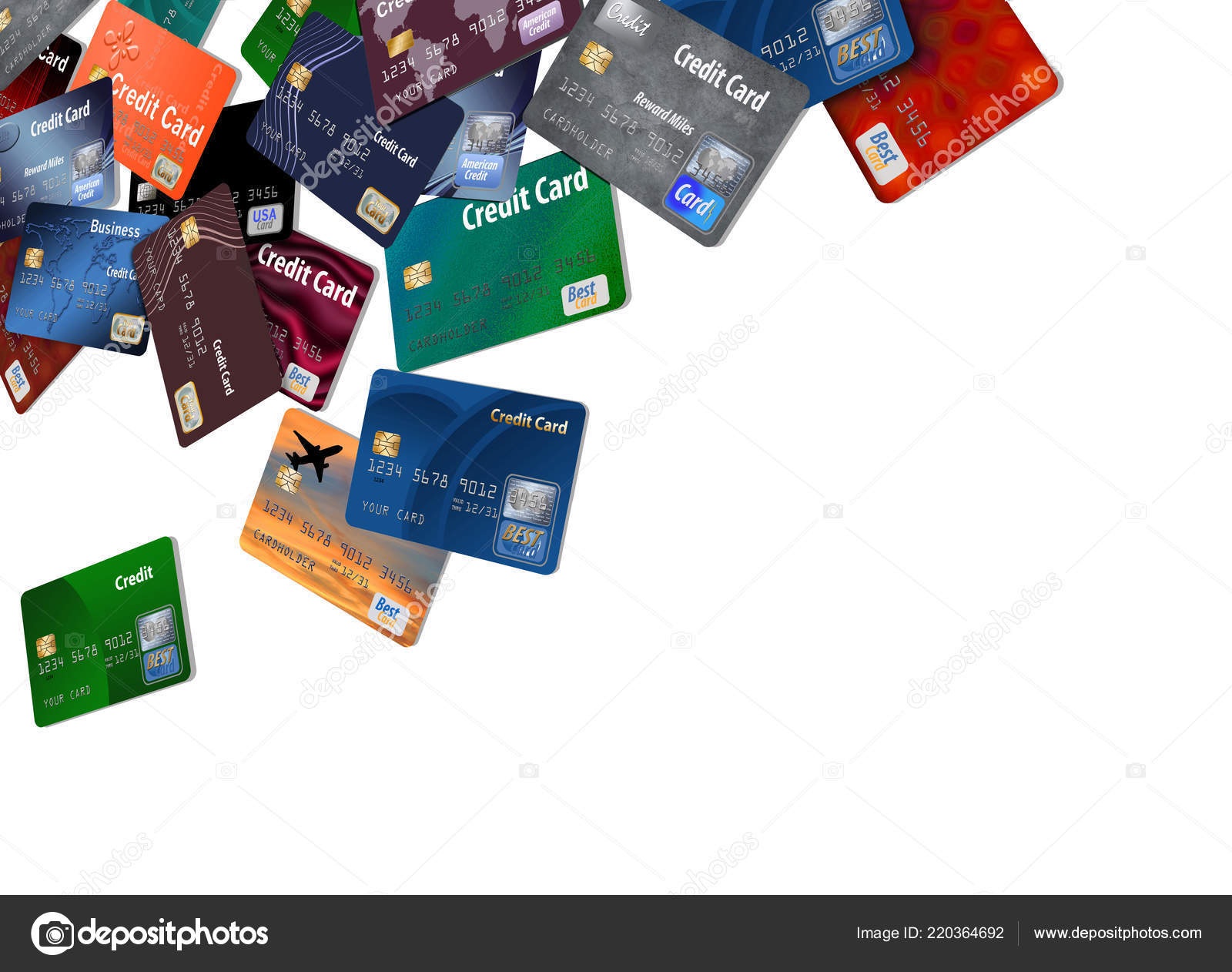 Large Number Mock Generic Credit Debit Cards Seen Floating Flying ...