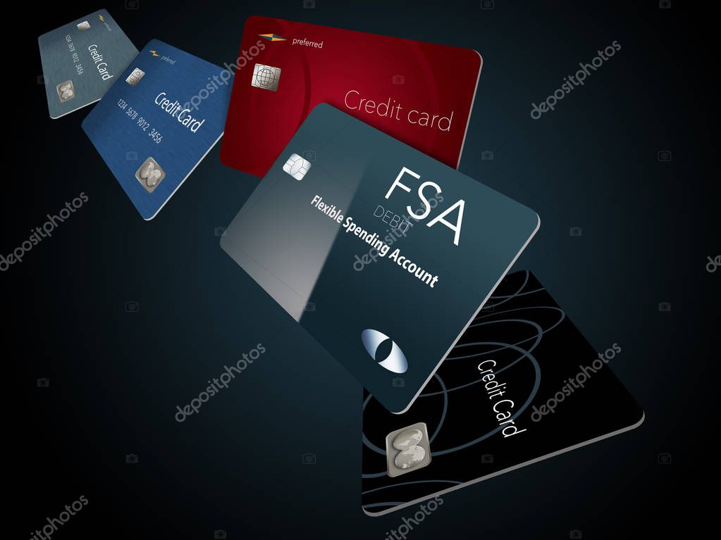 Aqu hay una tarjeta de d bito de cuenta de gasto flexible que se muestra con tarjetas de cr dito ...