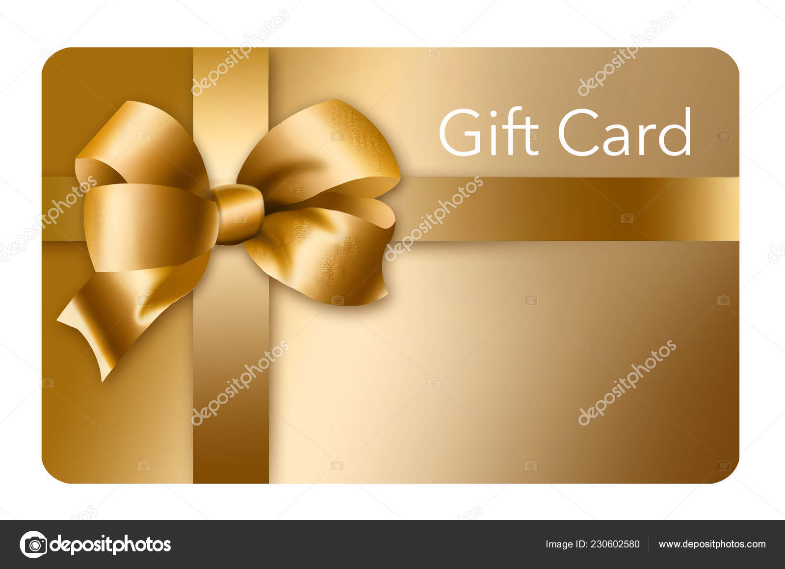 Gold Gift Card Gold Bow Ribbon Pictured Here Isolated Background ...