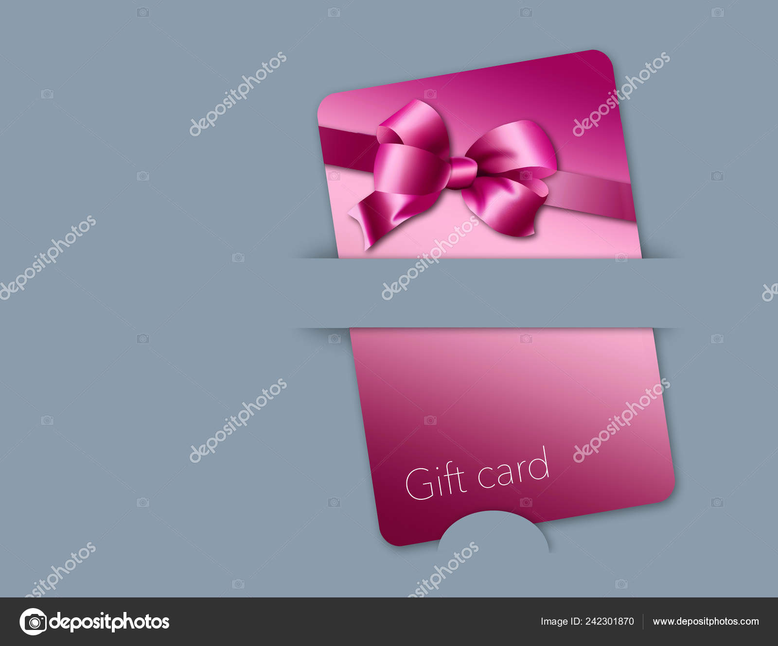 Here Retail Gift Card Gold Colored Golden Bow Design Blue — Stock Photo ...