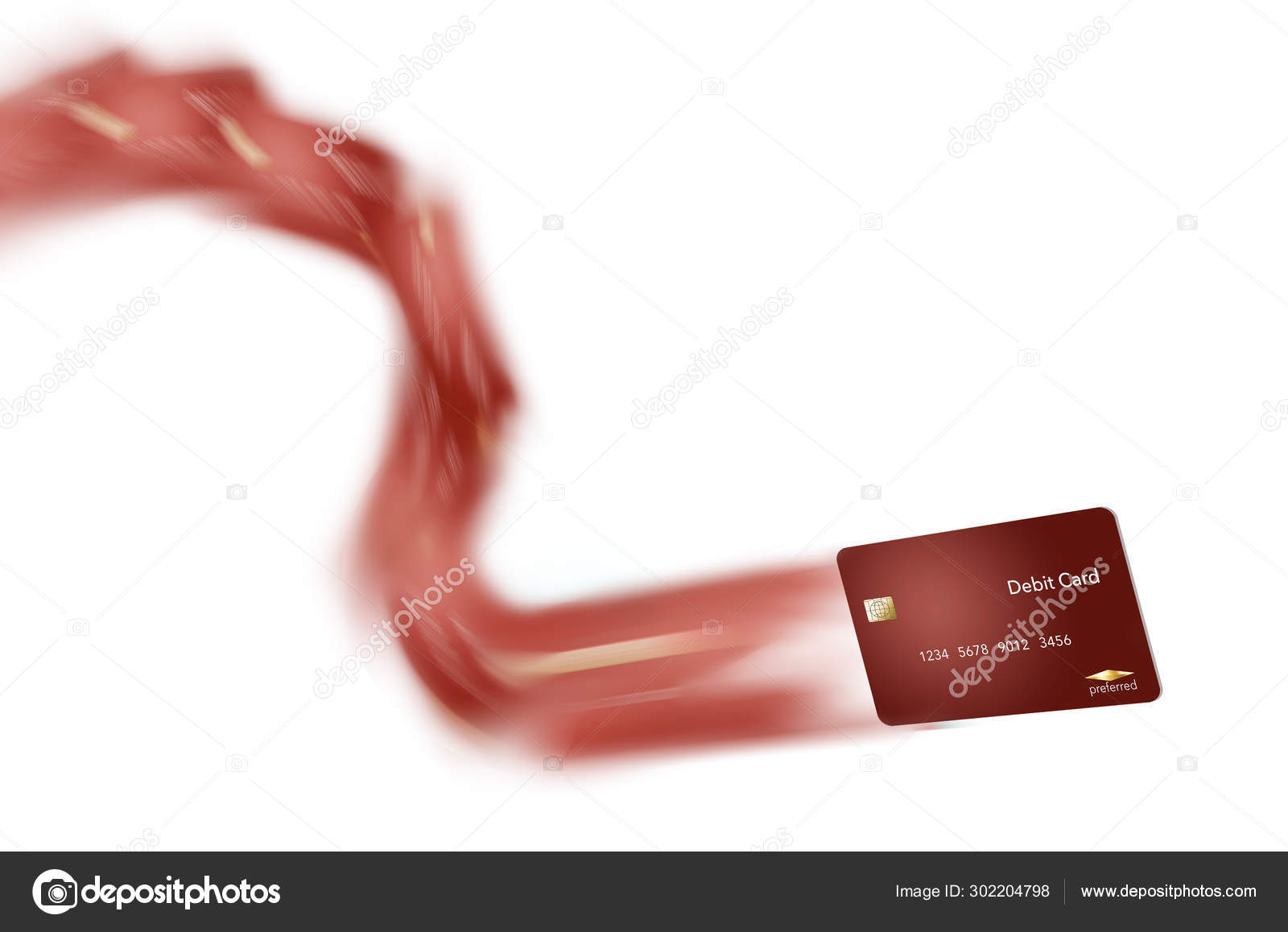 Red Debit Card Blurred Tail Motion White Background Stock Photo by ...