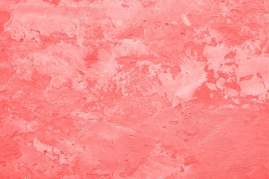 Living Coral color del año 2019 Textura irregular de pared de hormigón ...