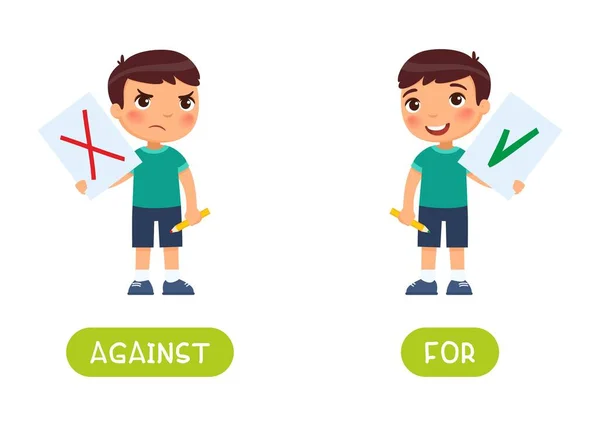 Real Fake Antonyms Word Card Vector Template Flashcard English Language ...