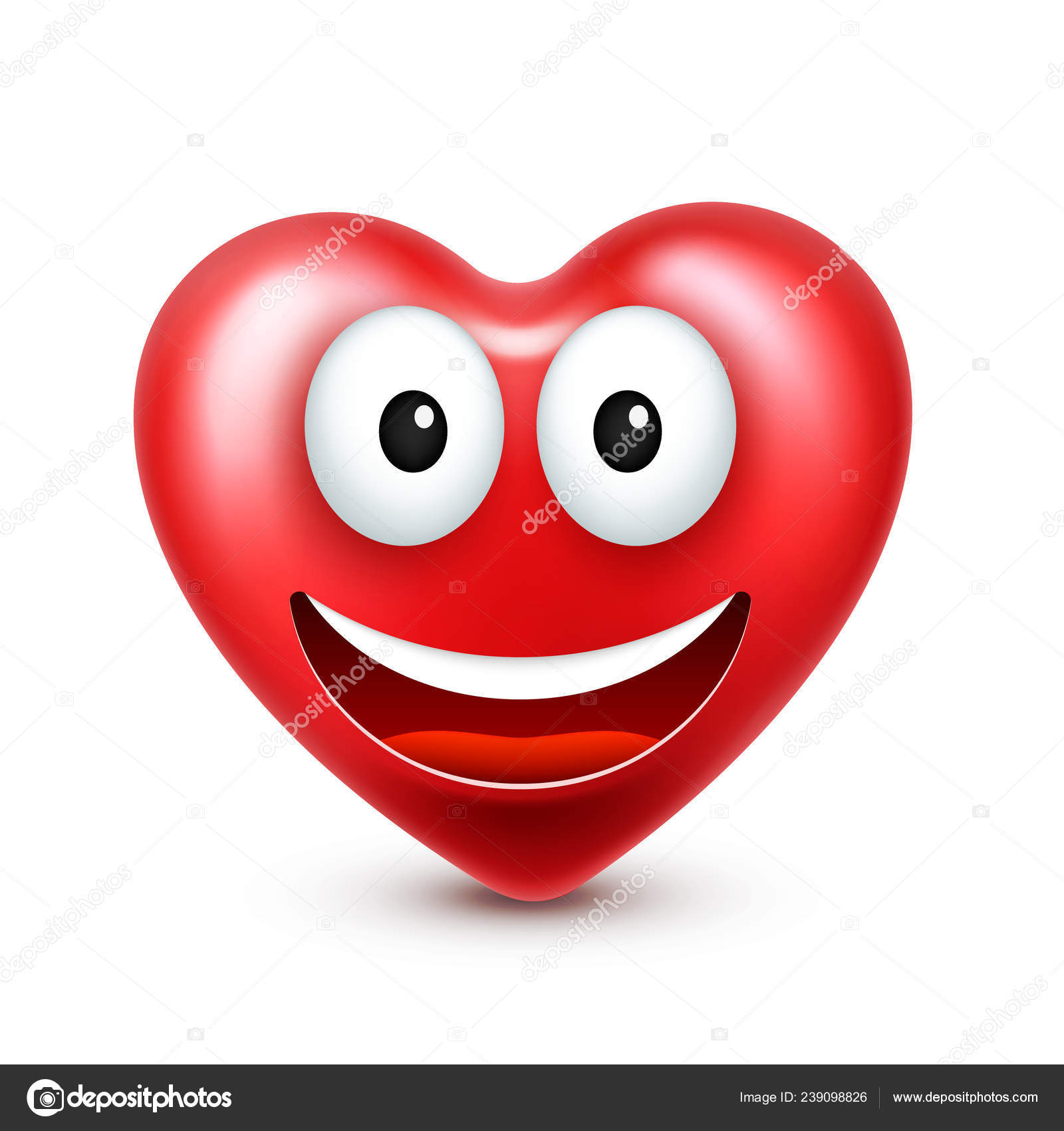 Heart smiley emoji vector for Valentines Day. Funny red face with ...