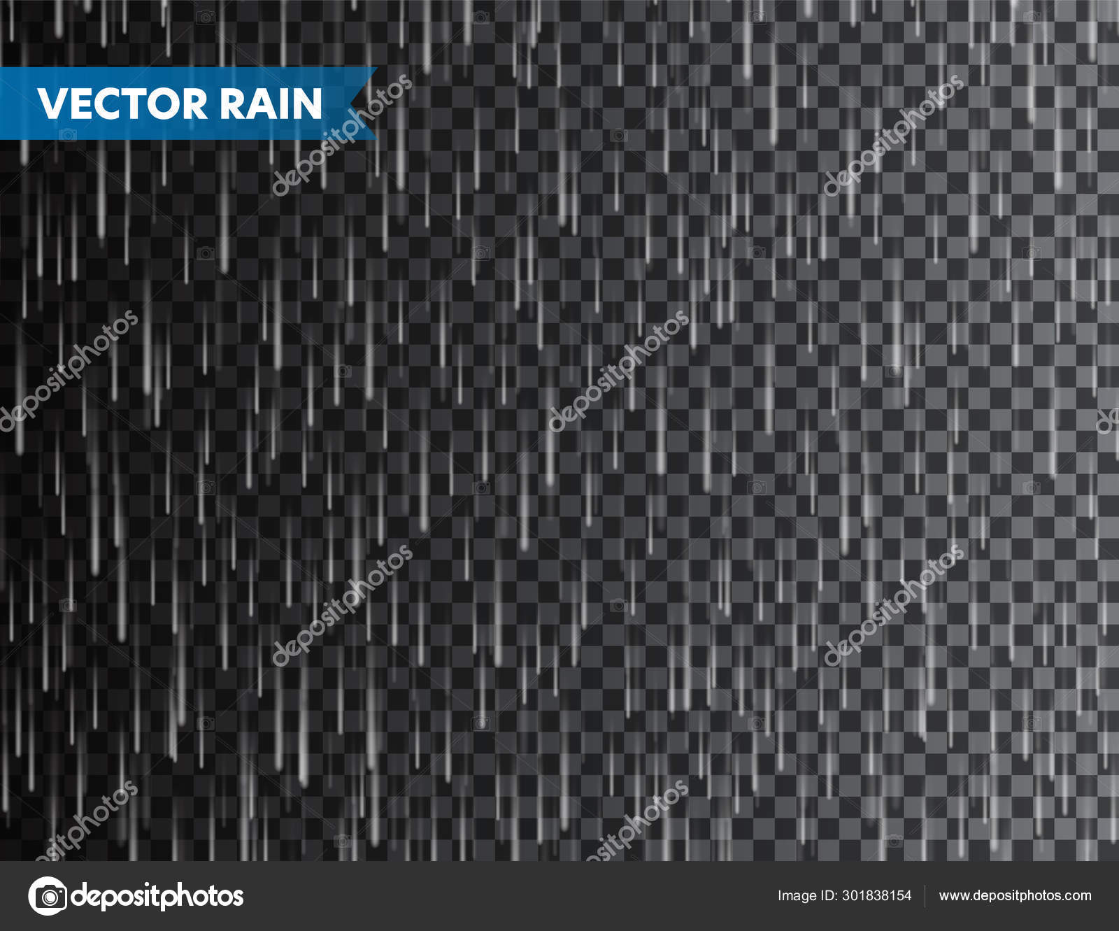 Realistic rain texture on transparent background. Rainfall, water drops ...
