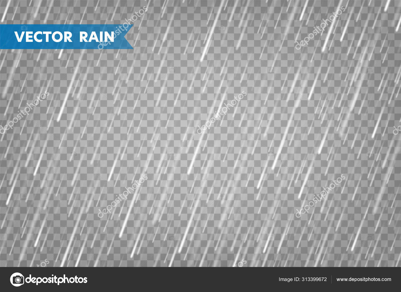Realistic rain texture on transparent background. Rainfall, water drops ...