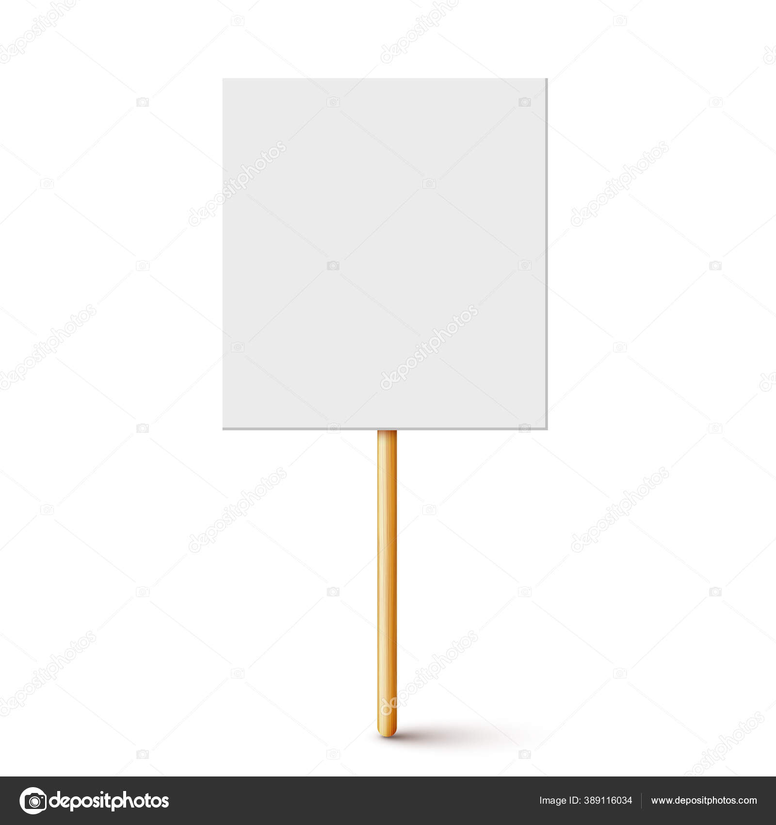Blank protest sign with wooden holder. Realistic vector demonstration ...