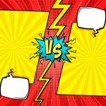 Comics vs frame. Versus lightning ray border, comic fighting due Stock ...