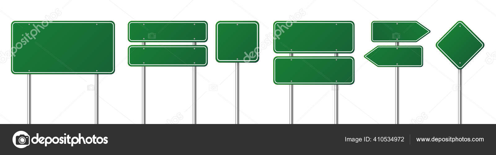Road traffic signs set. Blank board with place for text. Mockup ...