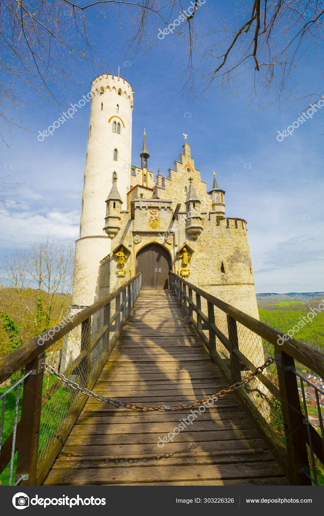 Lichtenstein Castle Gothic Revival Style Located Swabian Jura Southern ...