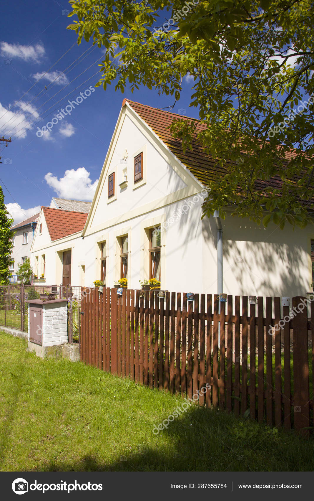 Rural houses and large barns in the fields — Stock Photo © petr84 ...