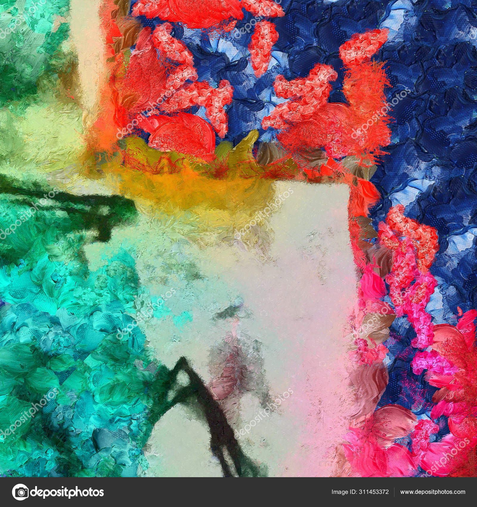 Original abstract painting at canvas. Mixed media pattern. Hand Stock ...