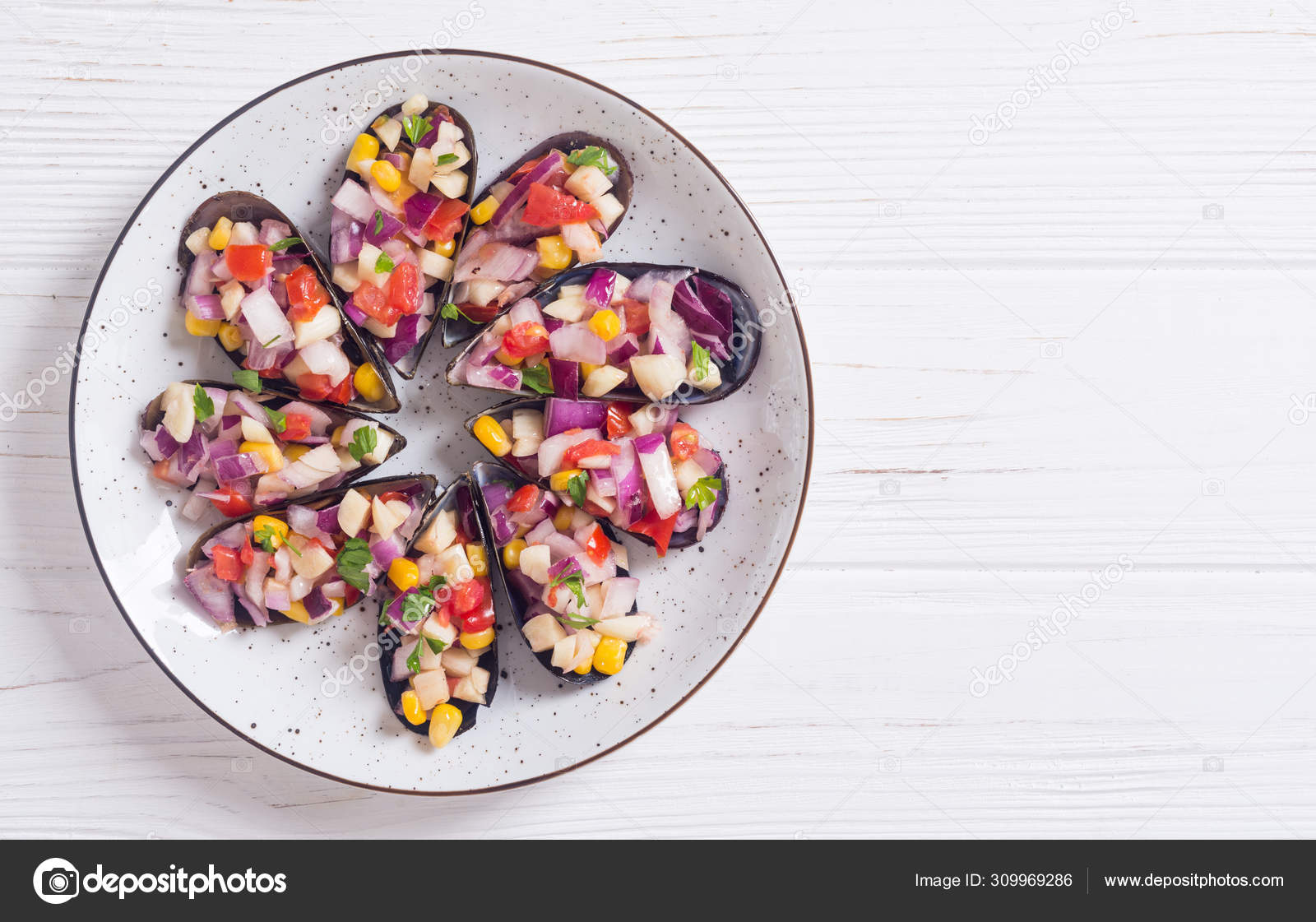Traditional Peruvian food background with mussels — Stock Photo ...
