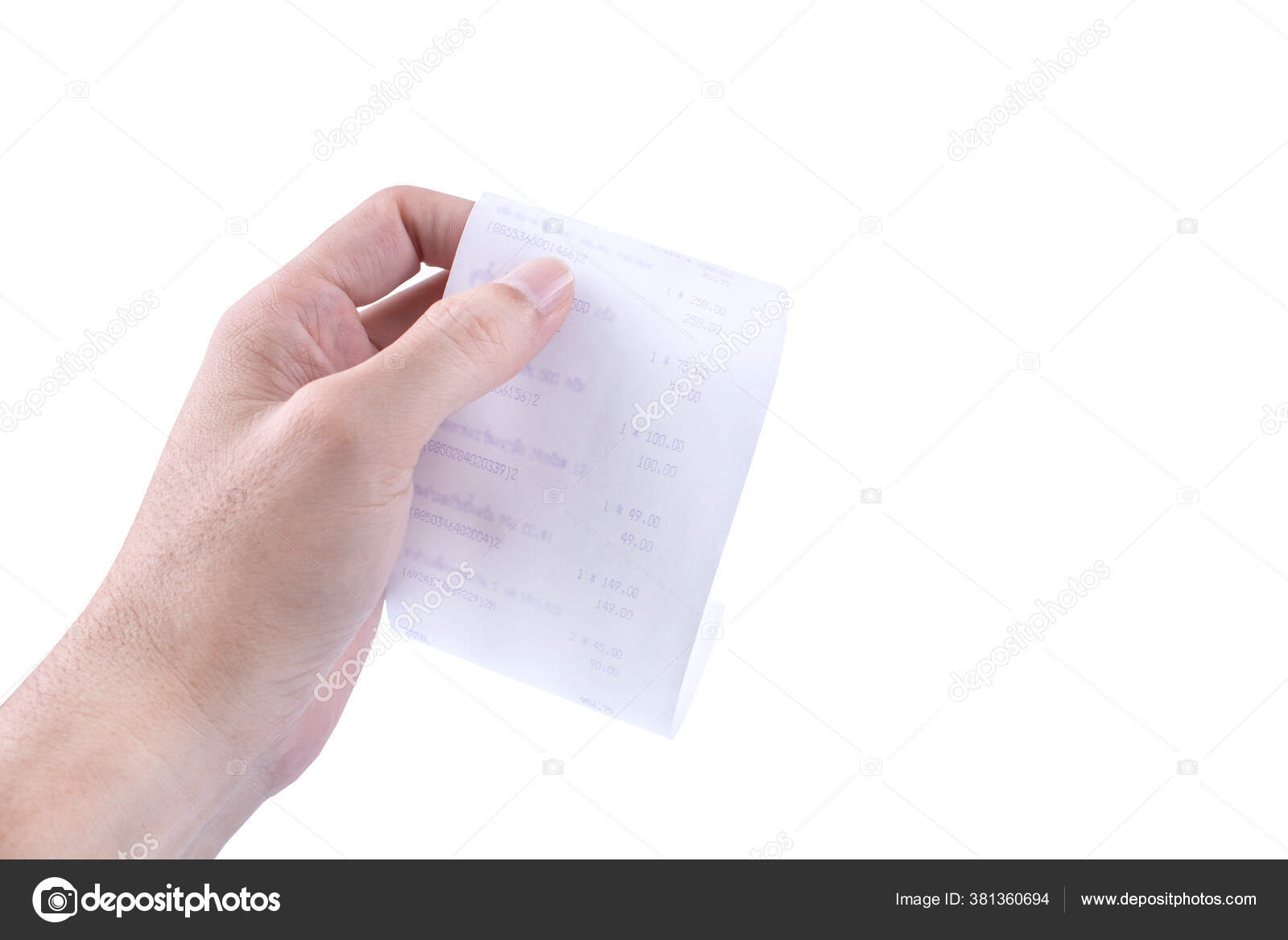 Man Hand Holding Checking Bill Receipt Grocery Shopping List ...
