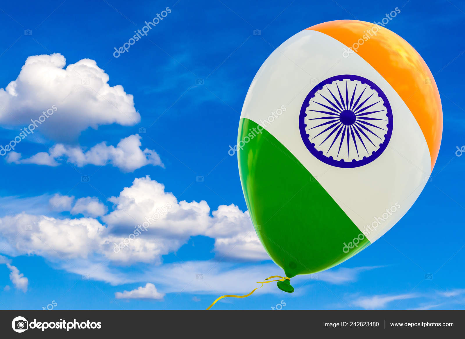 Balloon Image National Flag India Flying Blue Sky Visualization ...