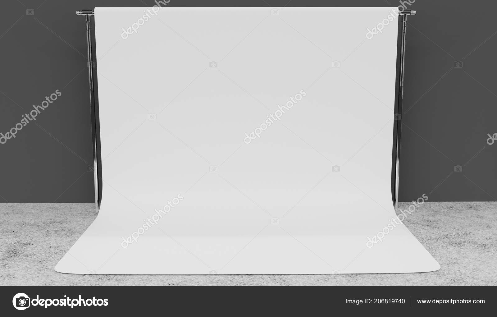 Schermo Bianco Impostazione Studio Rendering Pareti Grigie Pavimento ...