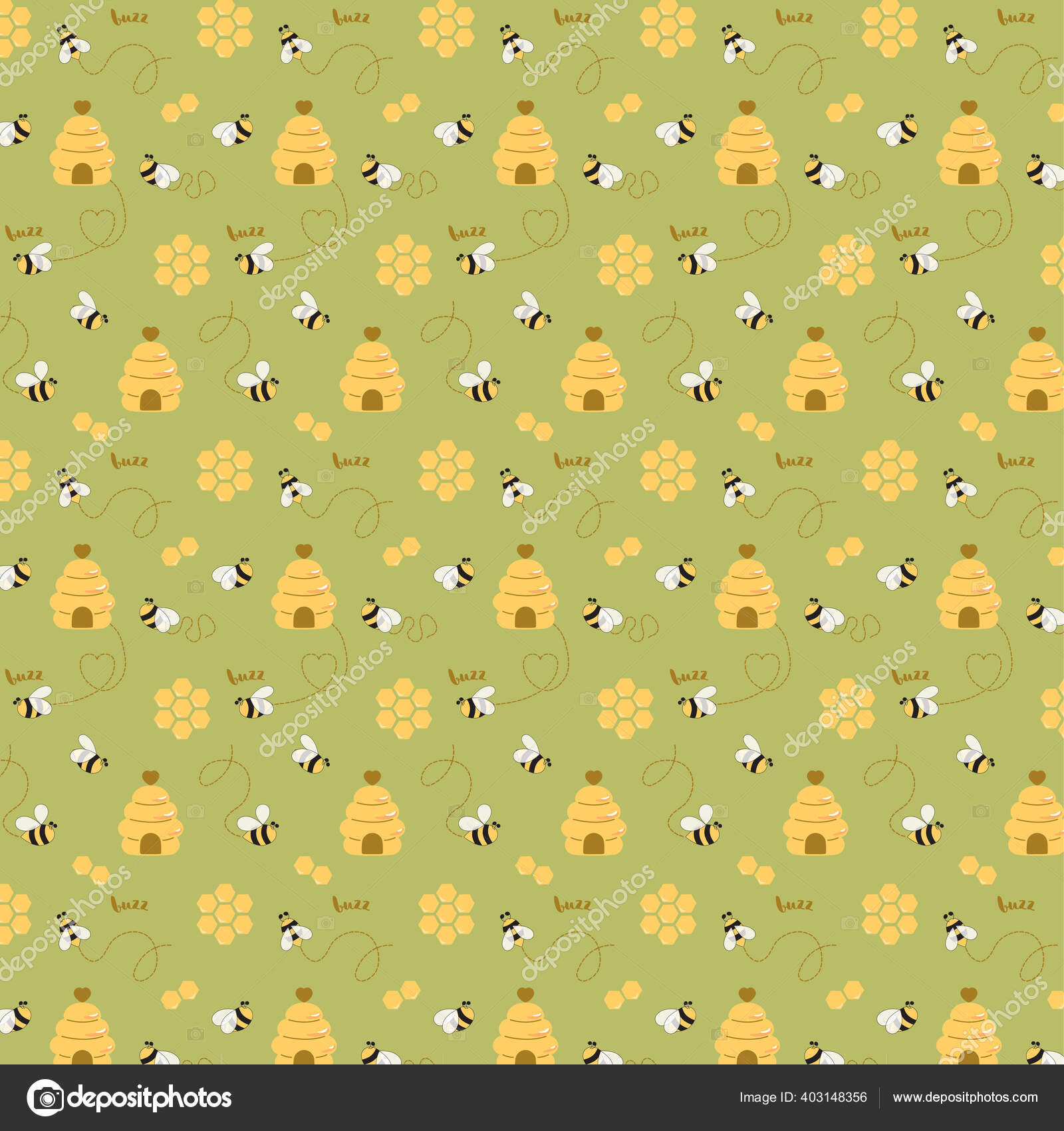 Bee Sweet Honey Pattern Bee Seamless Pattern Cute Hand Drawn Stock ...