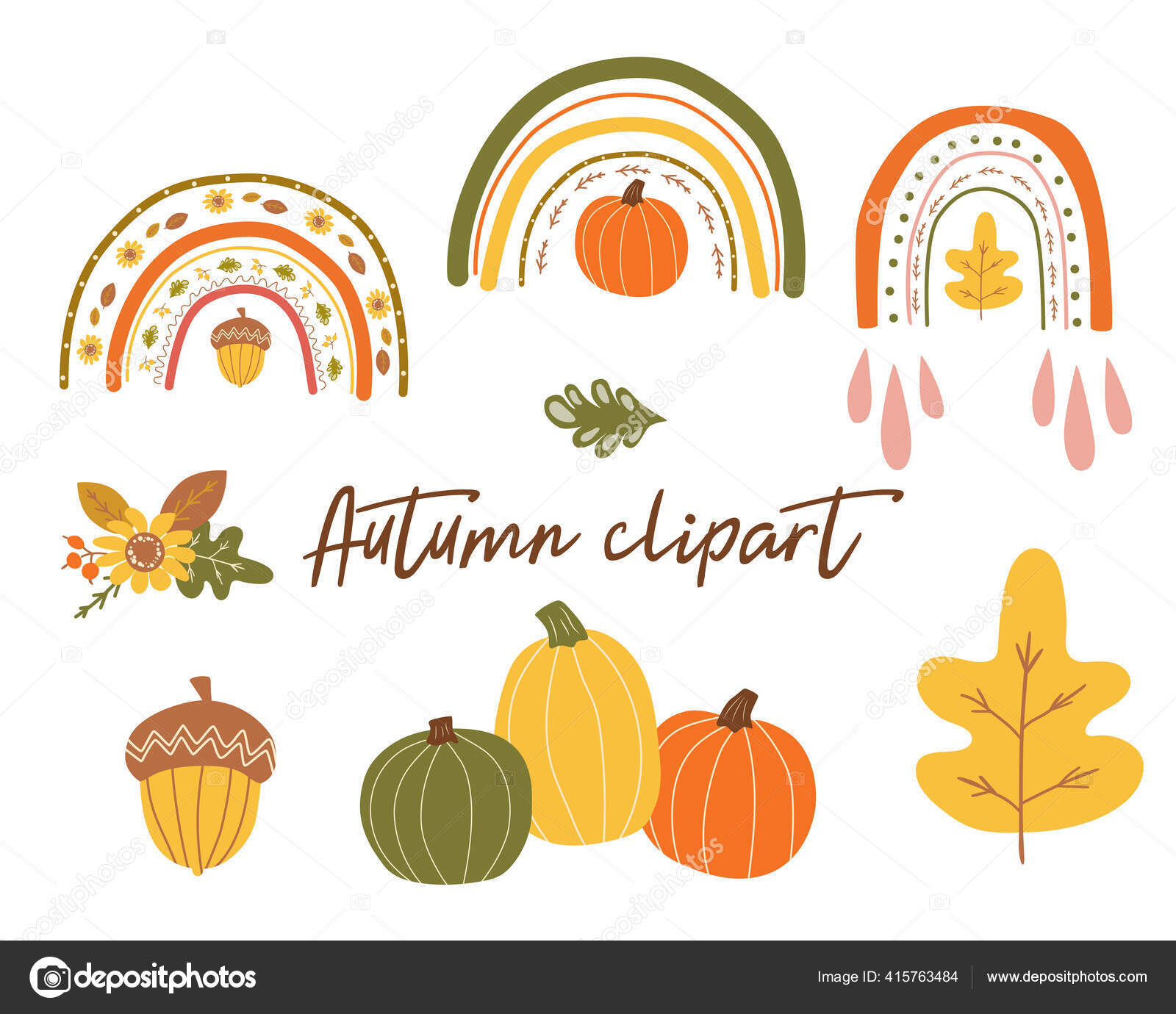 Fall Leaves And Pumpkins Clip Art