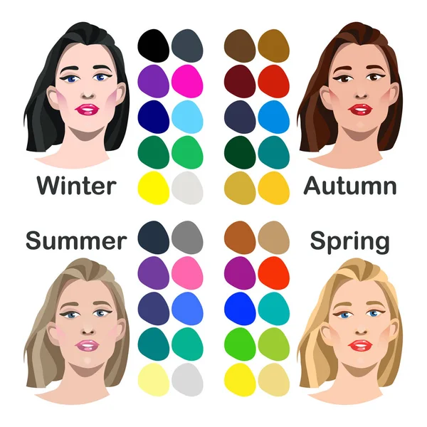 Stock Vector Seasonal Color Analysis Palette All Types Female ...