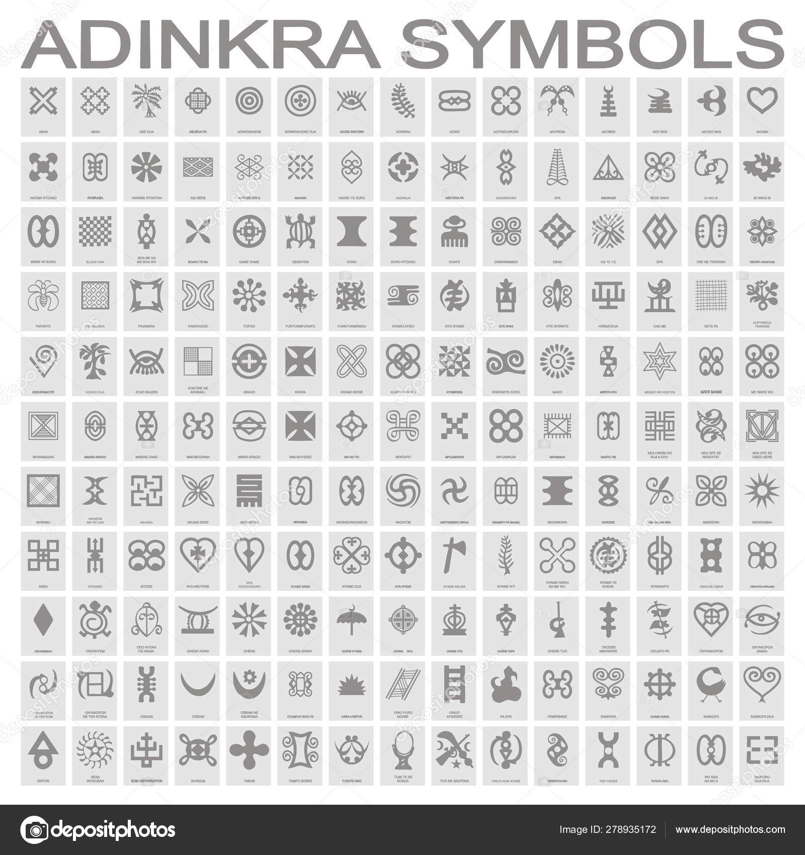 Set Monochrome Icons Adinkra Symbols Your Design Stock Vector Image by ...