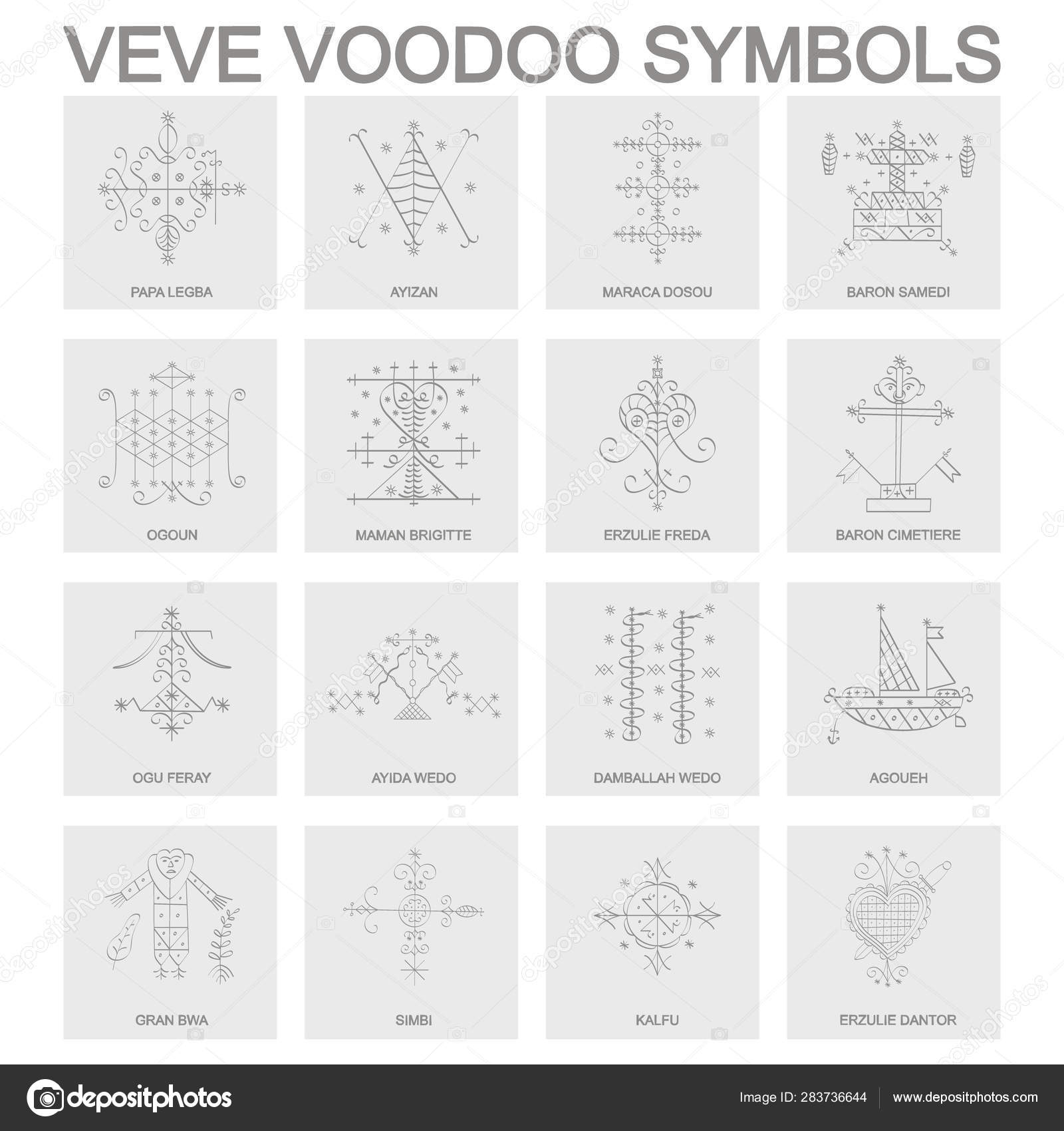 Voodoo Magische Symbolen Veve Papa Legba Voodoo Lwa Symbool Print Loa