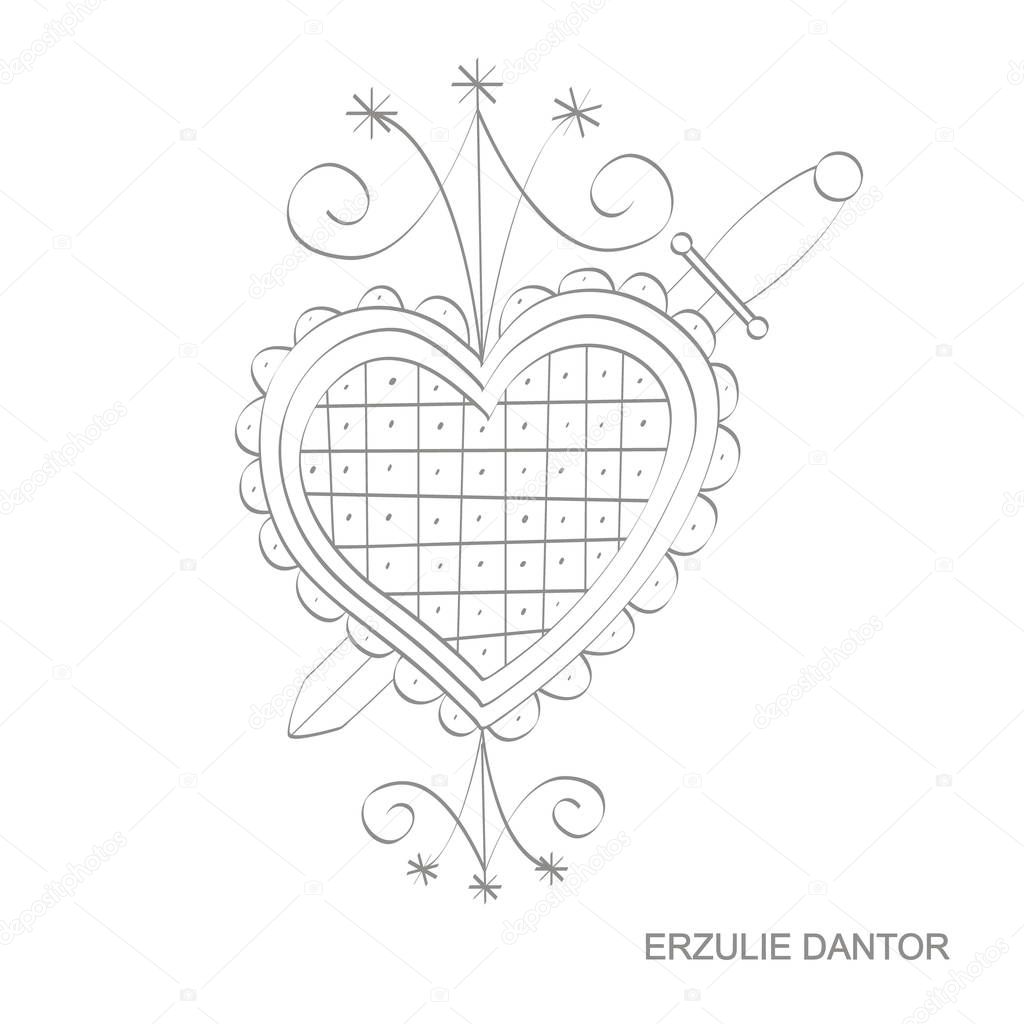 Icono vectorial con símbolo vudú veve Erzukie Dantor 2023