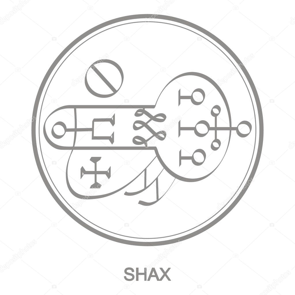Icono vectorial con símbolo del demonio Shax. Sigil of Demon Shax 2022