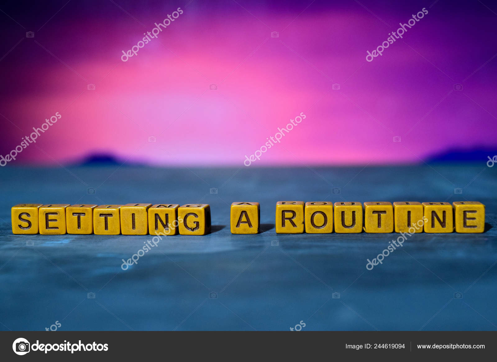 Setting Routine Wooden Blocks Cross Processed Image Bokeh Background ...