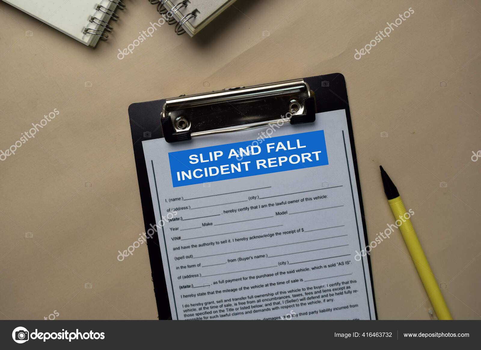 Slip Fall Incident Report Write Paperwork Isolated Office Desk — Stock ...
