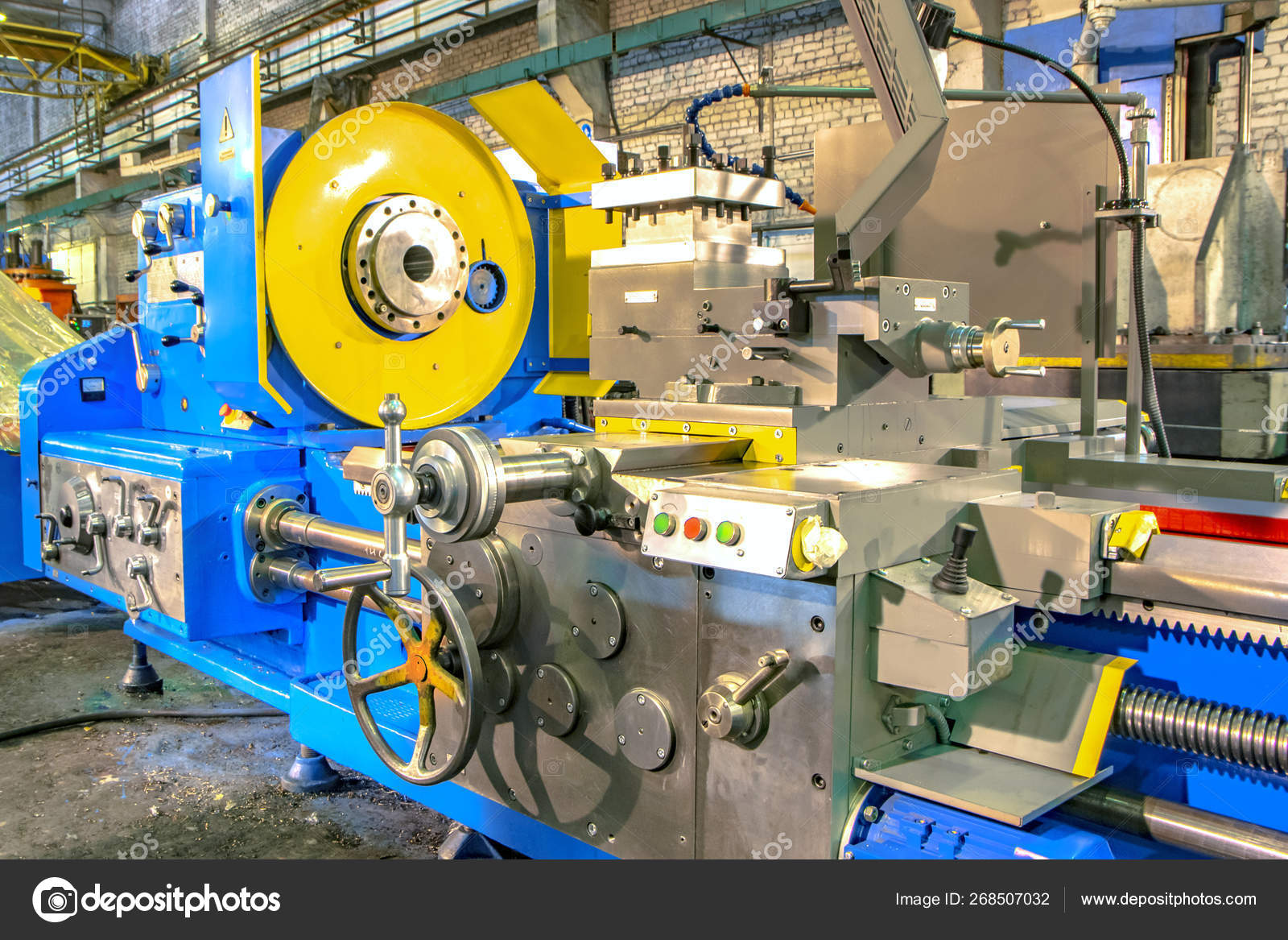 Closeup part of Industrial machine in the factory at metalworks Stock ...