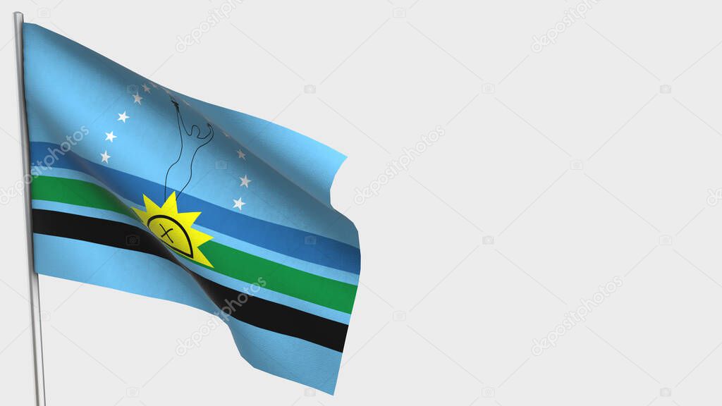 Ilustración de bandera ondeante Monagas 3D en asta de la bandera. 2022