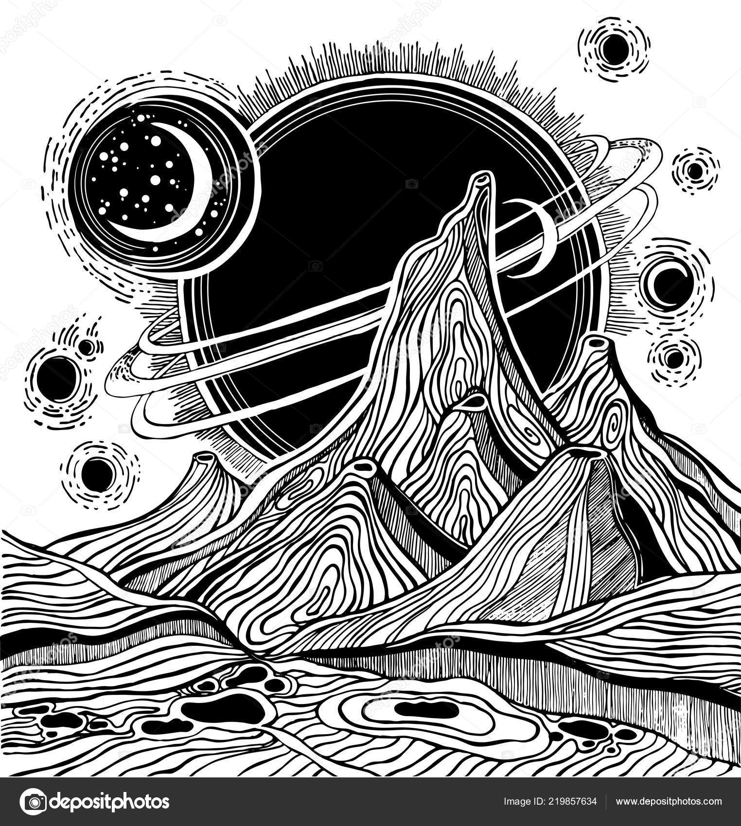 Fantasy alien landscape, vector space illustration Stock Vector Image ...