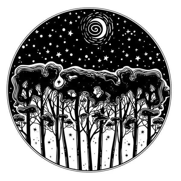 Dark starry forest Vector Art Stock Images | Depositphotos