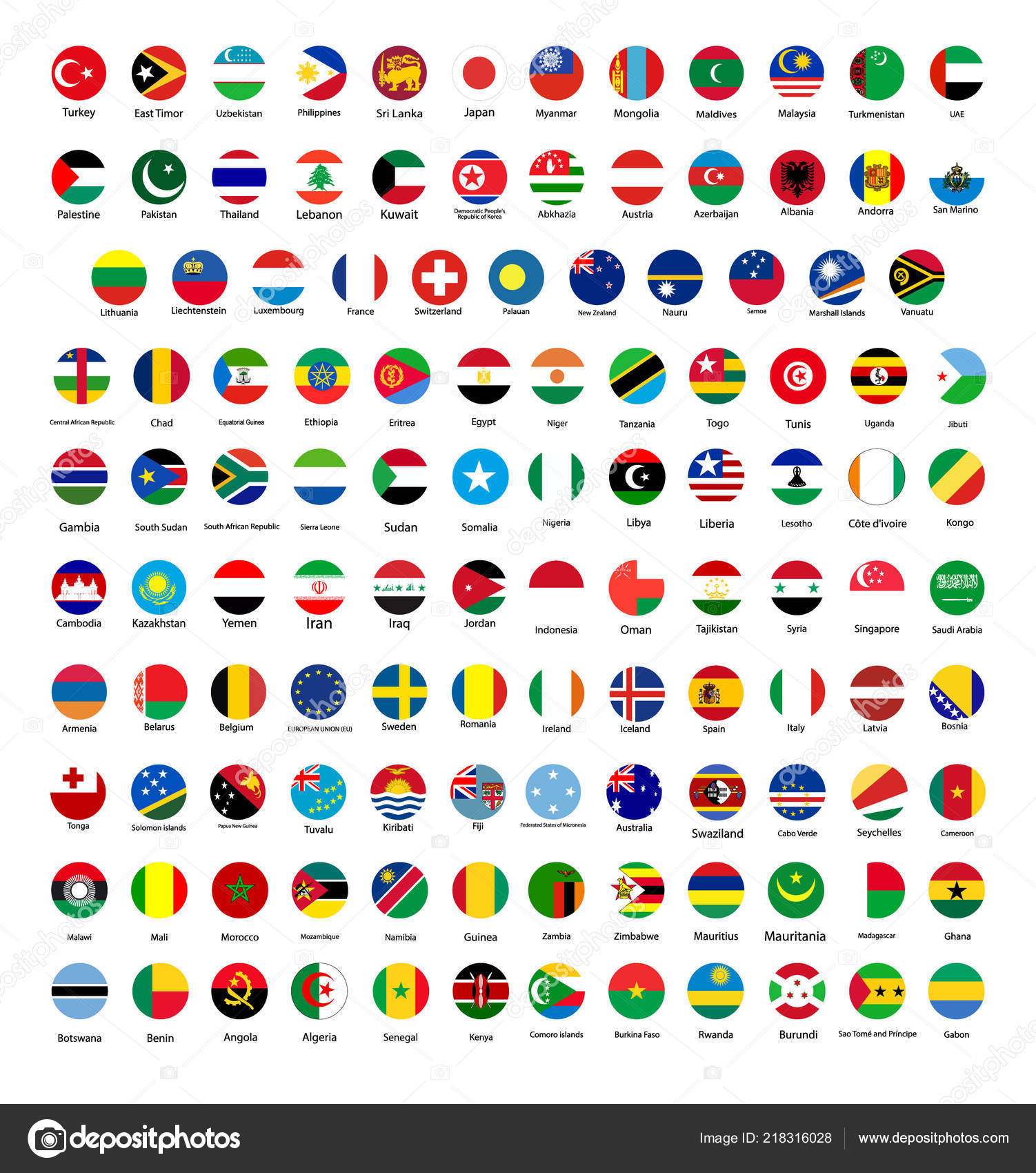 Tous Les Drapeaux Nationaux Officiels Monde Design Circulaire Vecteur ...