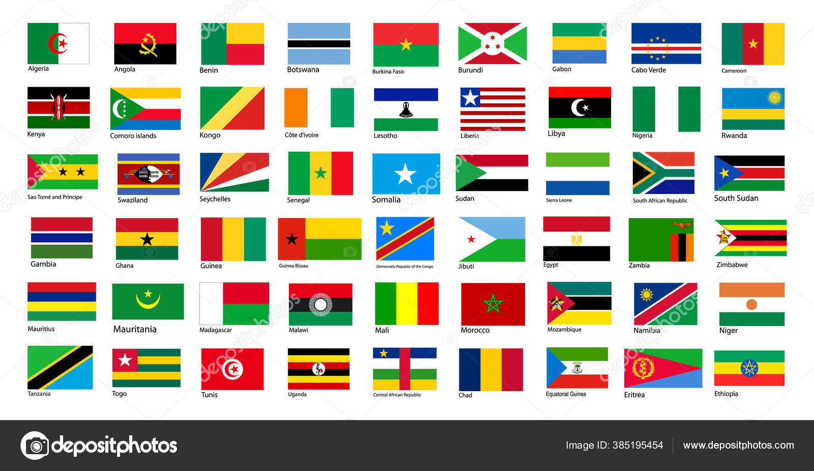 Flag Africa States Vector Set Stock Vector Image by ©mainfu #385195454