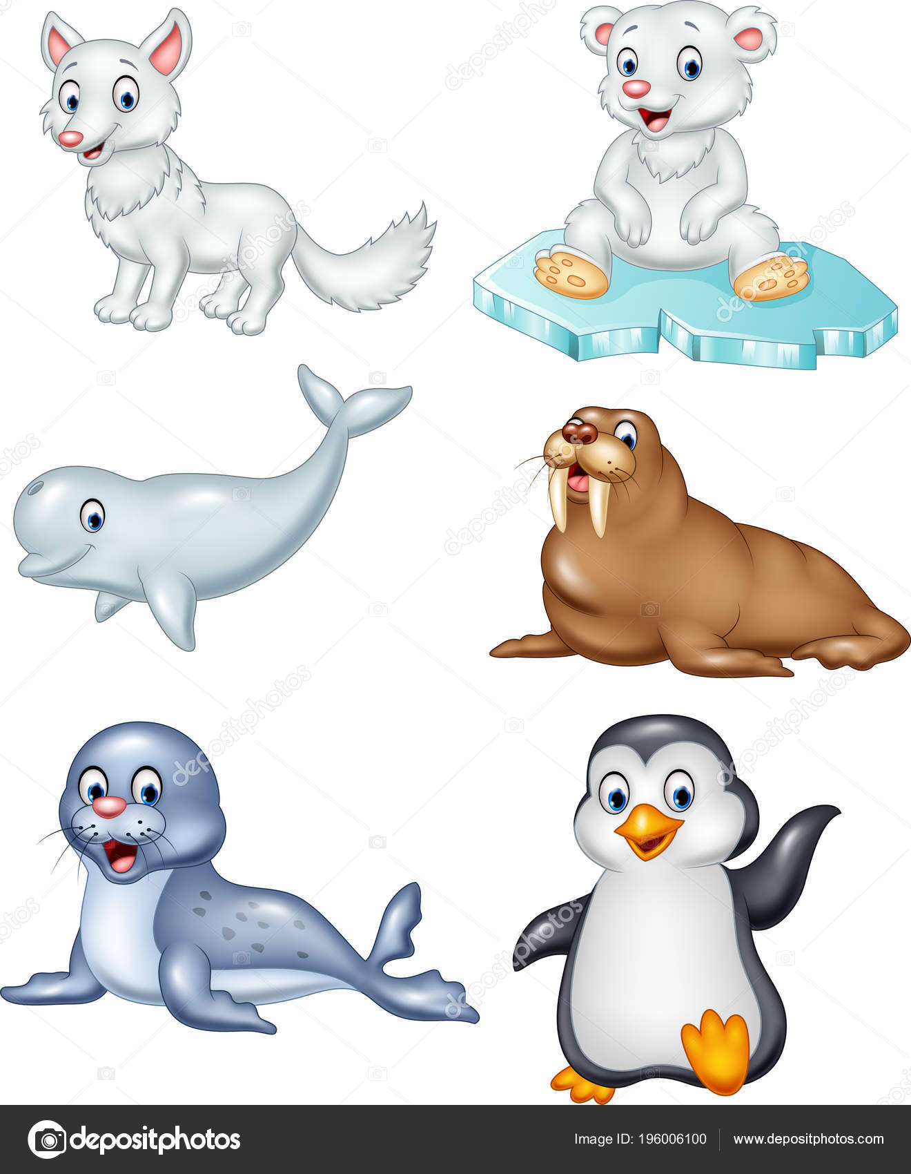Cartoon Arctic Animals Collection Set Stock Vector by ©tigatelu 196006100